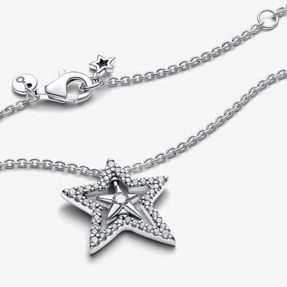 Pandora | Jewelry | Pandora Pave Asymmetric Star Collier Sterling ...